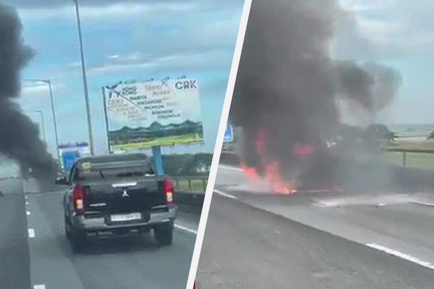 Car catches fire on NLEX Viaduct near Pulilan, Bulacan | ABS-CBN News