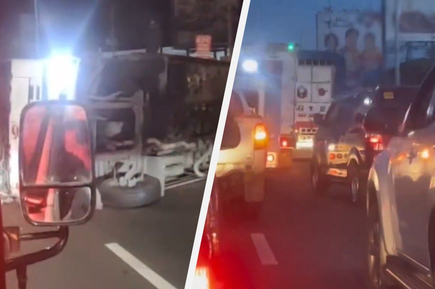 Truck tumagilid sa NLEX-Meycauayan, nagpasikip ng trapik | ABS-CBN News