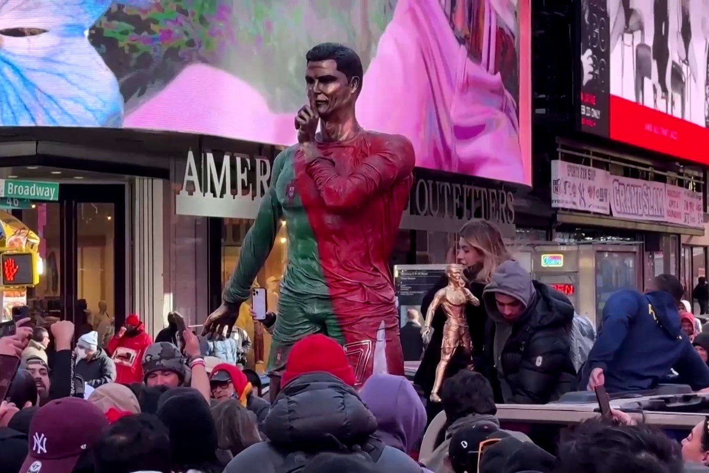 WATCH: Cristiano Ronaldo statue unveiled in Times Square | ABS-CBN Sports