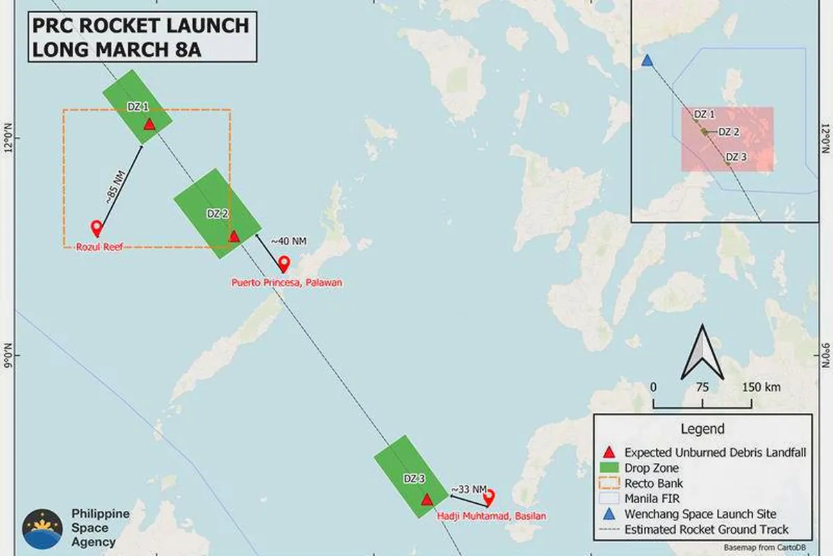 PhilSA: Chinese rocket debris may have fallen near Palawan, Basilan ...