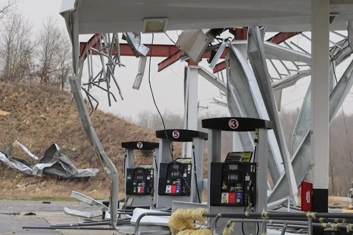 Extensive damage seen on the ground after tornado hit Butler, Missouri ...