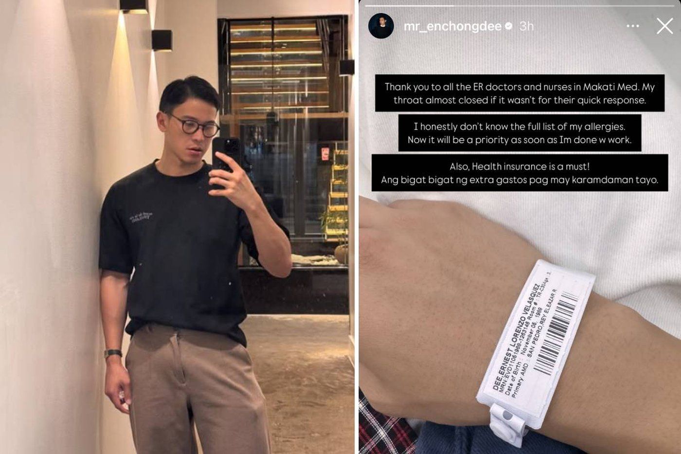 Enchong Dee gets rushed to hospital due to an allergy attack: ‘My throat almost closed’ | ABS ...