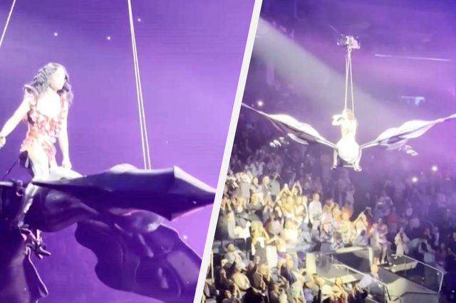 Katy Perry dangles over crowd as prop malfunctions during performance ...