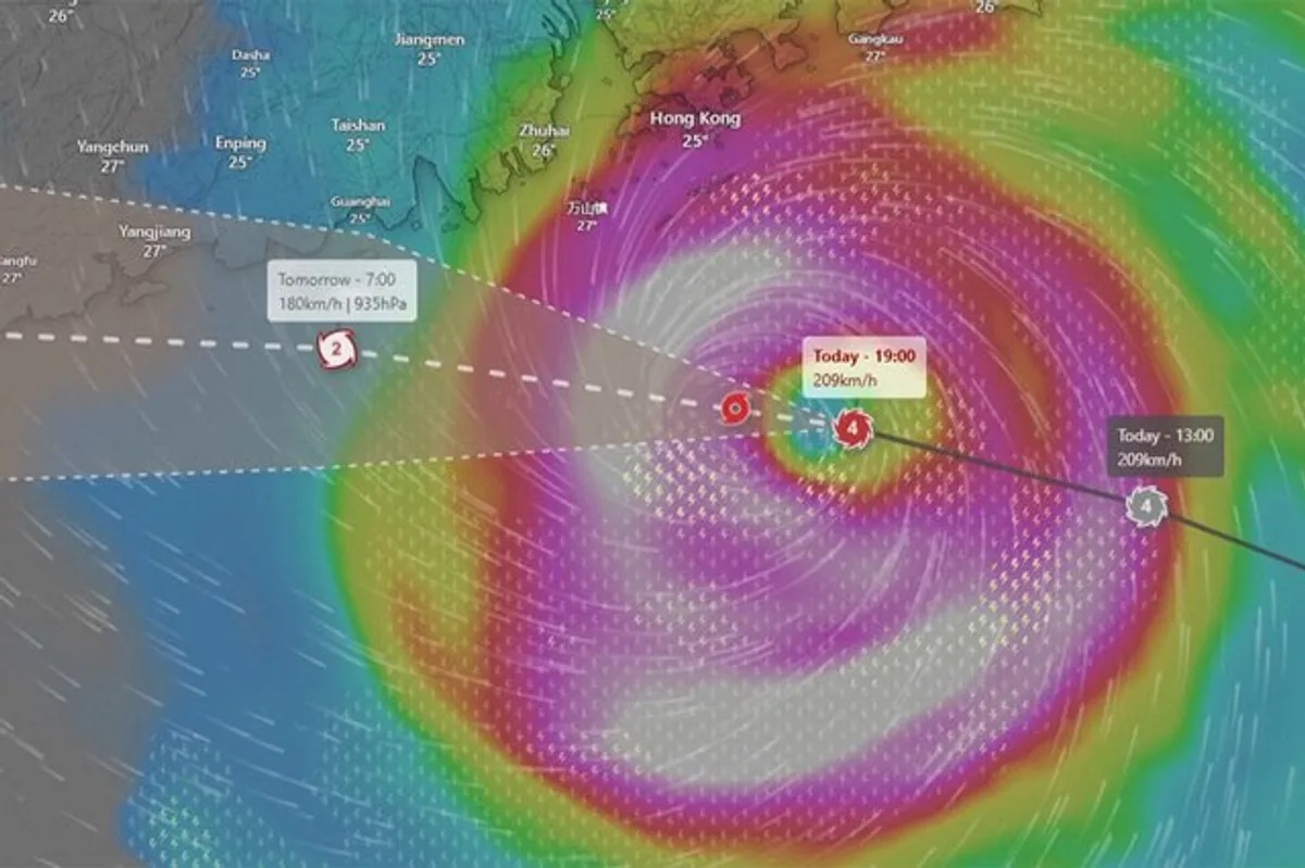 Weather map shows Super Typhoon Ragasa nearing Hong Kong | ABS-CBN News