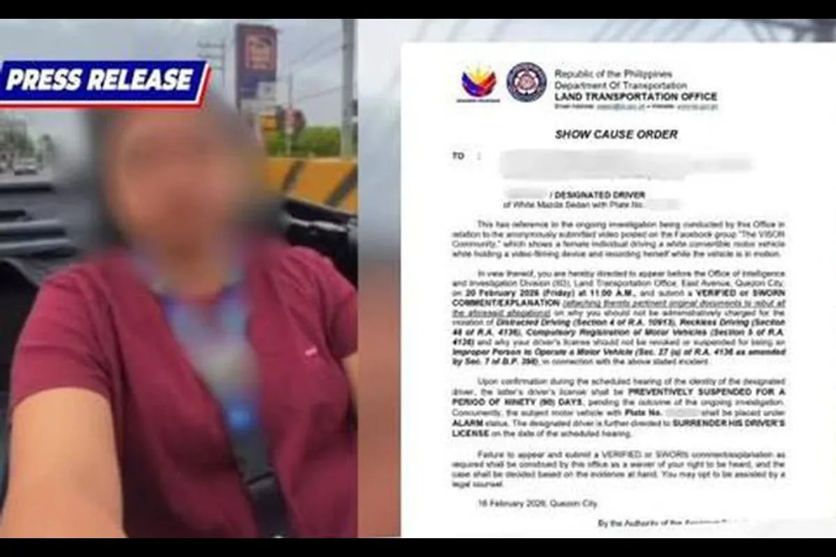 Vlogger na nag-video ng sarili habang nagmamaneho, pinagpapaliwanag ng ...