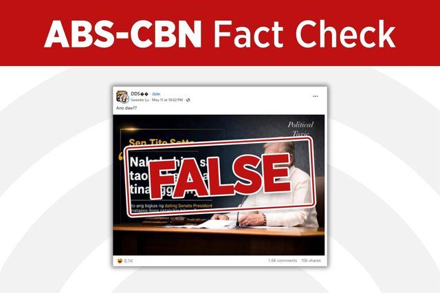 FACT CHECK: 'Di sinabi ni Sotto na kahihiyan ang pagtanggal sa kaniya ...
